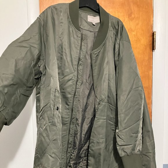 Woman Within | Jackets & Coats | Olive Green Silky Zip Up Woman Within ...